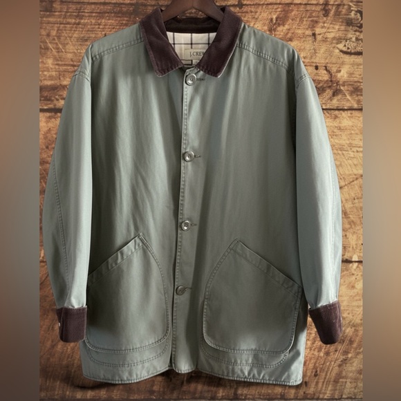 J. Crew | Jackets & Coats | J Crew Mens Barn Jacket Army Green Flannel ...